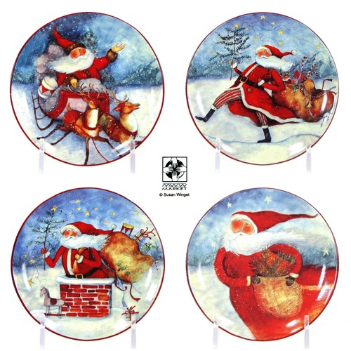 MWW Market ENCHANTED SANTA 4.5" Mini Plate Set 4Pc Christmas Susan ...