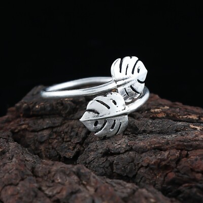 Monstera Leaf Ring Handmade 925 Sterling Silver Jewelry Ring-Adjustable | eBay