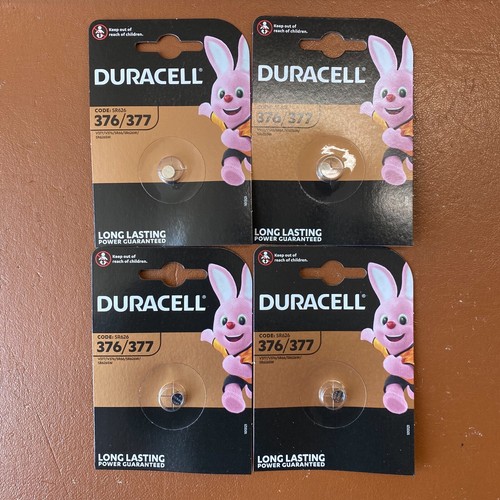 4 x Duracell 377 Watch Batteries Silver Oxide Battery Button Coin D377 ...