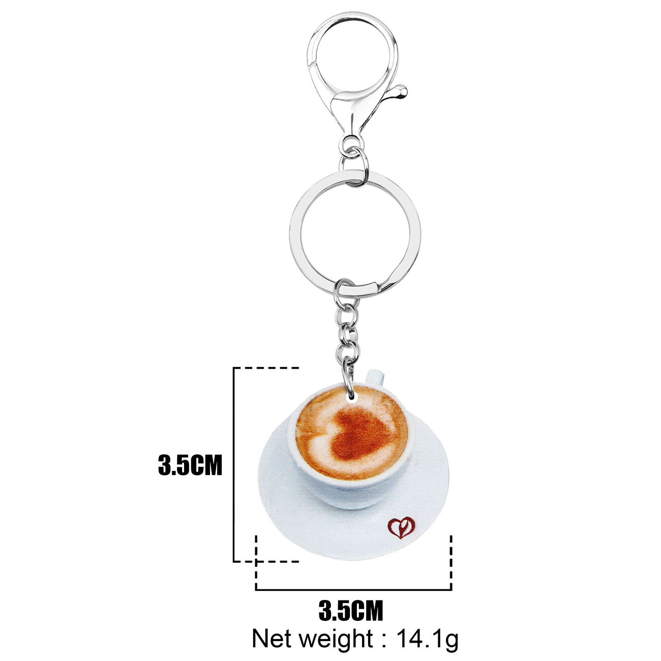 Acrylic Coffee Cup Spoon Keychains Car Purse Key Ring Party Jewelry Bag ...