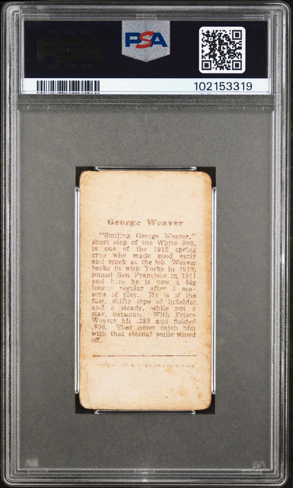 1912 T207 Brown Background George Weaver PSA 1 | eBay