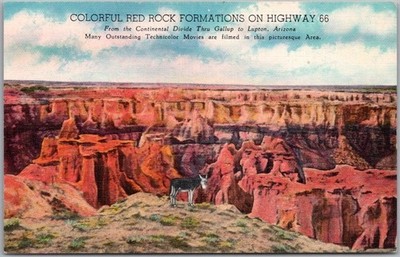 GALLUP New Mexico LINEN Postcard "Colorful Red Rock Formations on ...