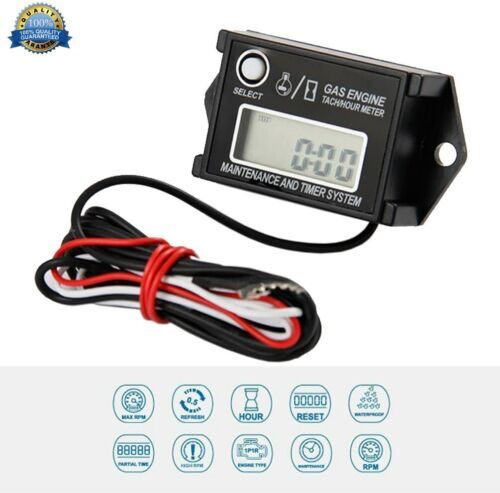 1Pcs Tiny Tach Digital Hour Meter/Tachometer for Marine Spark Mower ...
