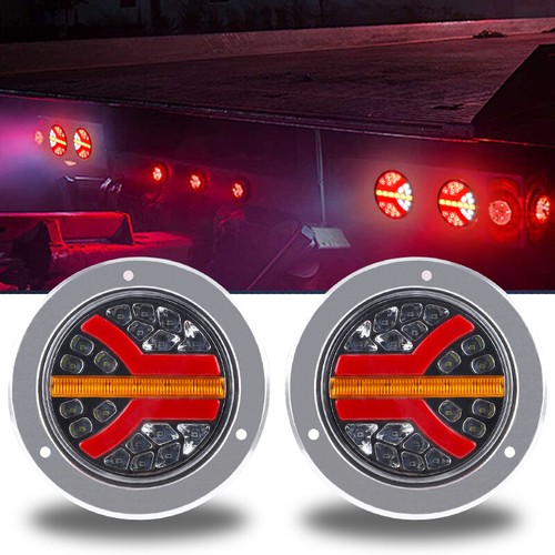 2X 4inch Red White Round LED Truck Trailer Stop Turn Signal Tail Brake ...