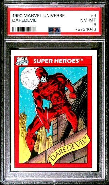 PSA 8 Graded NM- MINT 1990 Impel Marvel Universe Super Heroes Daredevil ...