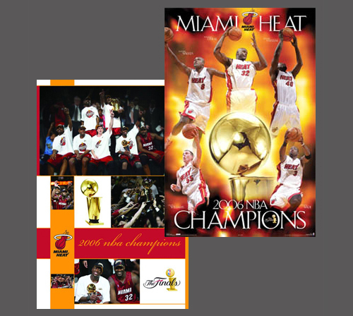 MIAMI HEAT 2006 NBA CHAMPIONS Vintage Original 22x34 2-POSTERS Combo ...