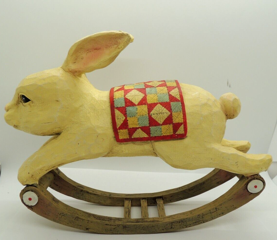 Rocking Rabbit Bunny with Quilt Folk Art Decor Easter Spring Folk Art ...