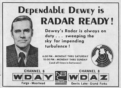 1975 WDAY FARGO,NORTH DAKOTA TV NEWS AD / DEWEY BERGQUIST WEATHER ...