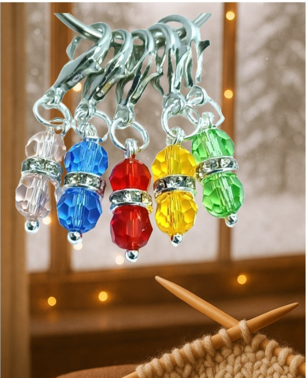MikieLou Stitch Markers Premium Faceted CRYSTAL Rhinestones Knitting ...