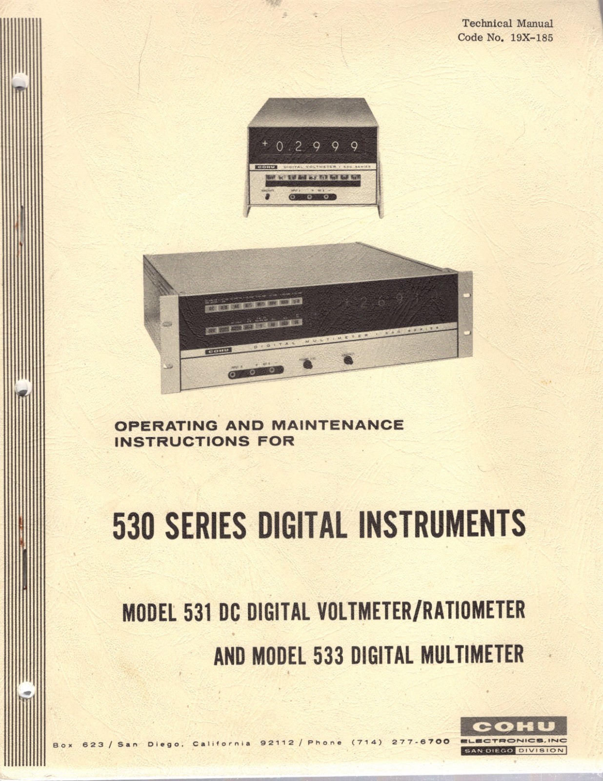 Original Kintel COHU 530 Series Digital Instruments Operating ...
