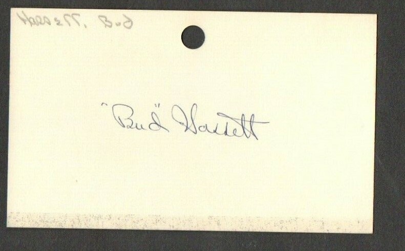 Buddy Hassett 3x5 signed auto autographed index note card Red Sox ...