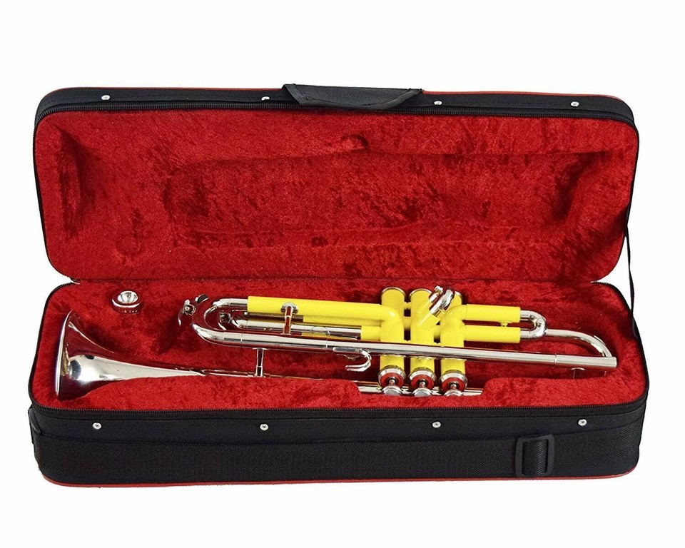 ELEGANT DELUXE TRUMPET YELLOW NICKEL PLATED STUDENT Bb PITCH TRUMPET ...