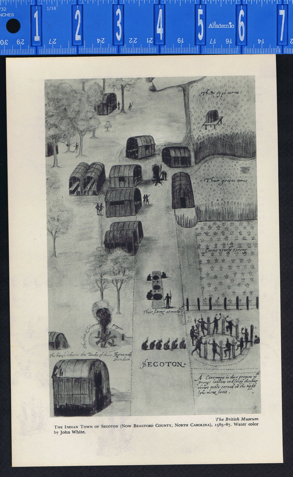 Arrival of English at Roanoke Island, VA in 1585 & Indian Town Secoton ...