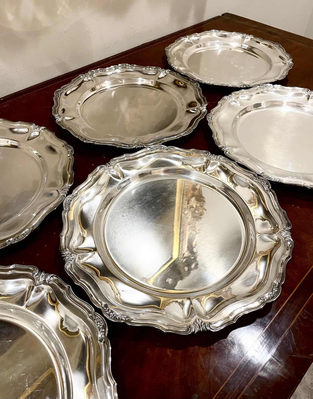 RARE Camusso Peru Set of 8 Sterling Silver Dinner Plates/ Chargers 12 ...