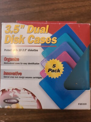 Belkin 5 Pack 3.5 Dual Diskette Case Media Storage F8E020 Multi Color ...