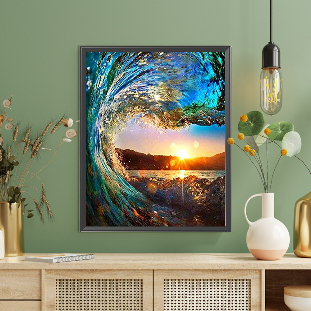 5D DIY Full Square Drill Diamond Painting Sea Wave Kit Home Decor Art ...