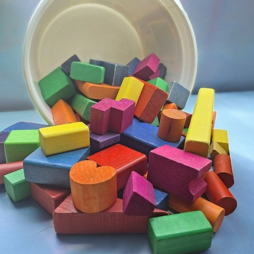 Preschool Wooden Block Playset Crafts Shapes Balancing Build Stack ...