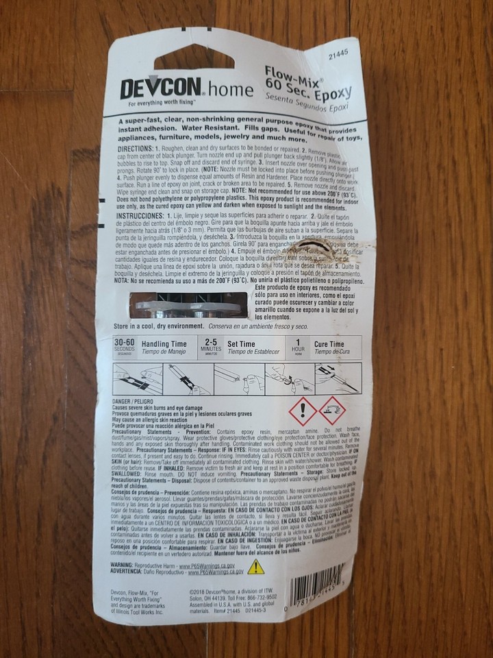 NEW in pack DEVCON Flow-Mix 60 Second 1 Minute Epoxy High Strength Clear 21445 | eBay