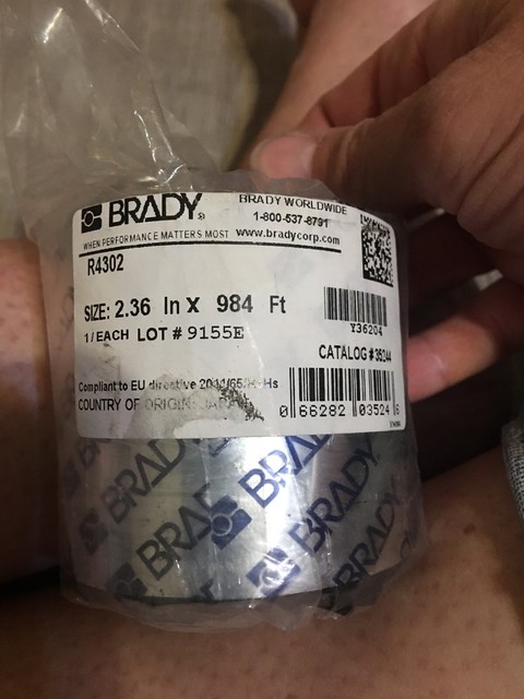 Brady Label R4302 Black 2.36” X 984 Ft. (B17) | eBay