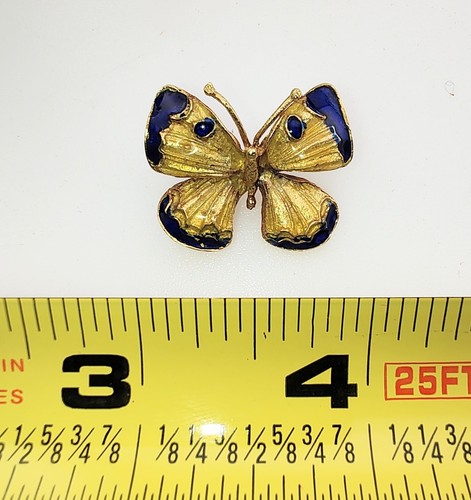 18k Yellow Gold Enamel Butterfly Pin | eBay