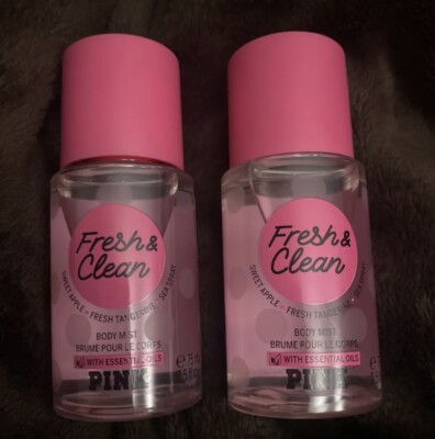 2 X VICTORIA'S SECRET PINK FRESH & CLEAN BODY MIST 2.5OZ EACH TRAVEL ...