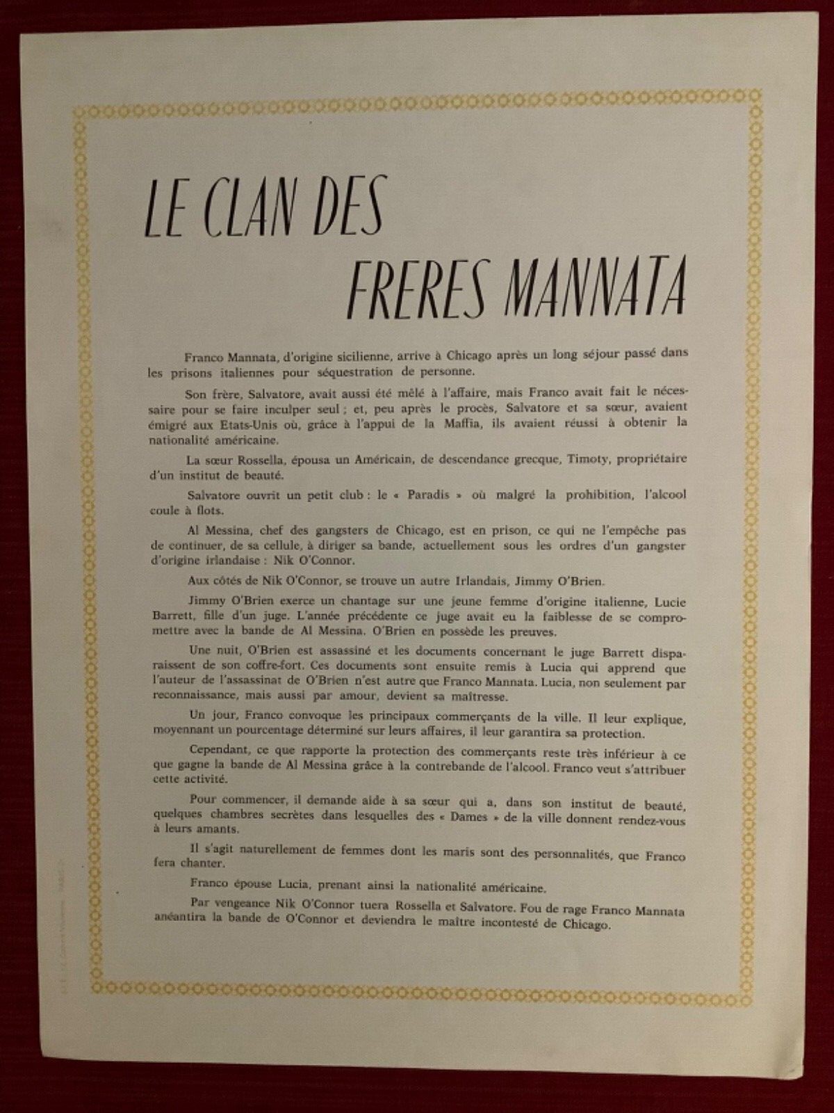 Dossier de presse »LE CLAN DES FRÈRES MANNATA »1968-Jeffrey HUNTER ...