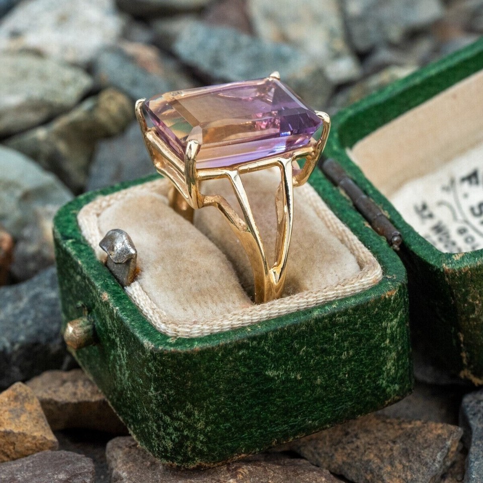 5Ct Emerald Lab Created Bio Color Ametrine Solitaire Ring 14k Yellow ...