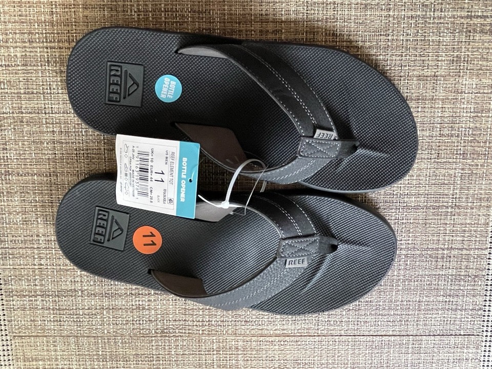 Reef Men's Element TQT Bottle Opener Bwn Comfort SlipOn Flip Flops Size ...