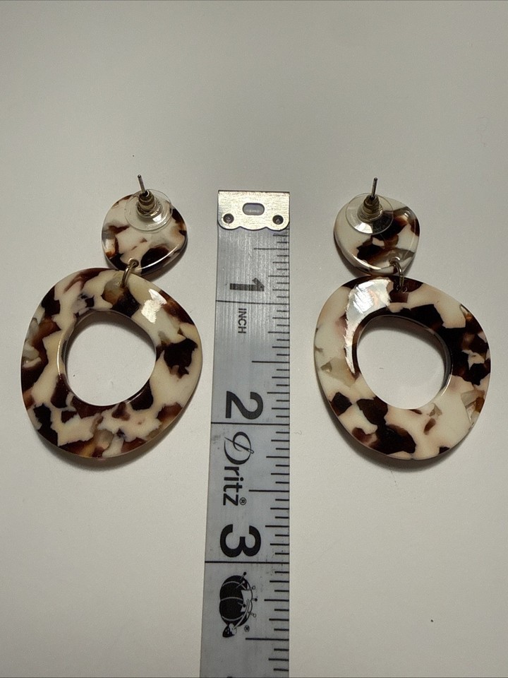 Brown And Cream Acrylic Tortoise Shell Earrings | eBay