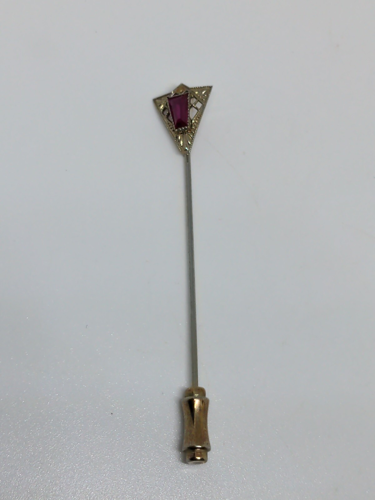 Antique Art Deco 10k Gold Ruby Pin - Gem