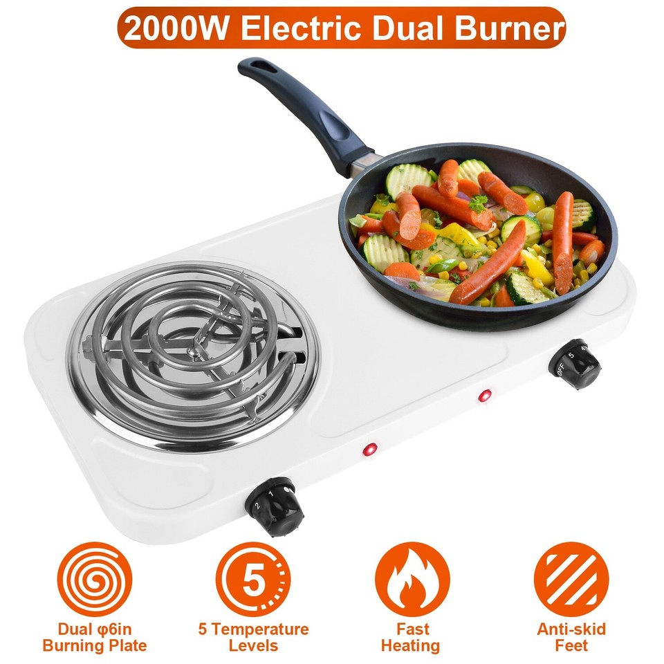 Electric Double Burner Hot Plates for Cooking 5 Heating Levels Heating ...