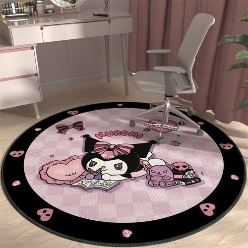 Cartoon Kuromi Round Carpet Rug Floor Mats Cozy Bedside Living Room ...