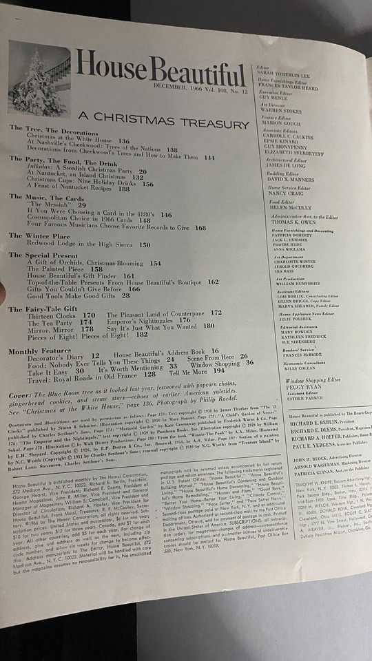 VTG House Beautiful Magazine December 1966 The Blue Room Trees No Label ...
