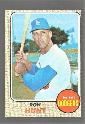 1968 TOPPS BASEBALL #15 RON HUNT EX/MT LOS ANGELES DODGERS 2 TIME ALL ...