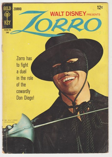 ZORRO #6 GOLD KEY TV COMIC 1967 DISNEY GUY WILLIAMS PHOTO -C MEL KEEFER ...