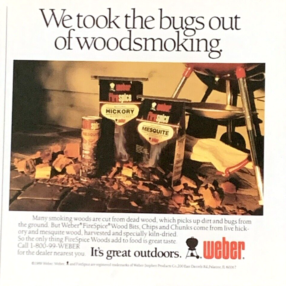 Weber Hickory Woodsmoking Bits Chunks Chips Vintage Print Ad 1989 #0508 ...