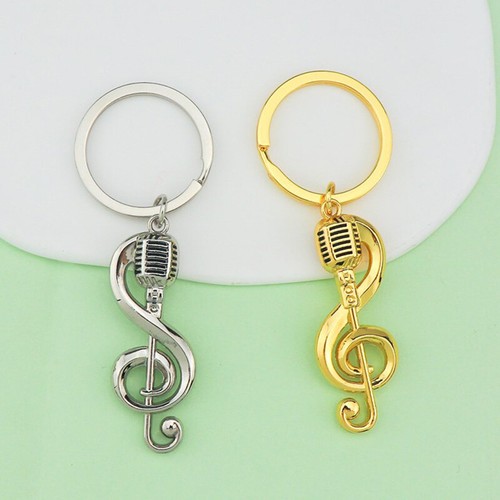 New Music Headset Keychain Microphone Guitar Key Ring Singer Key Chains ...