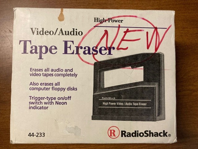 Radio Shack Tape Eraser 44-233 Audio Video Visual Floppy Disks VHS 8mm ...