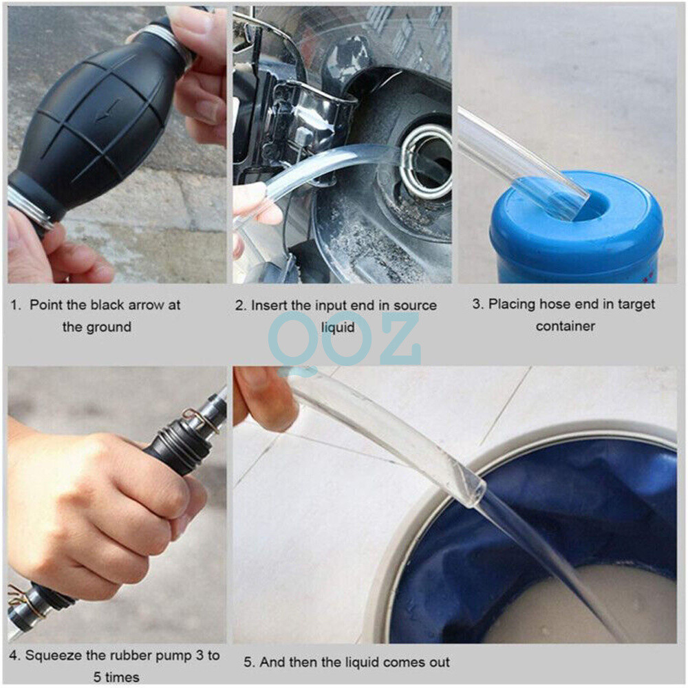 A Manual Water Oil Liquid Syphon Petrol Fuel Transfer Pump Hand Siphon ...