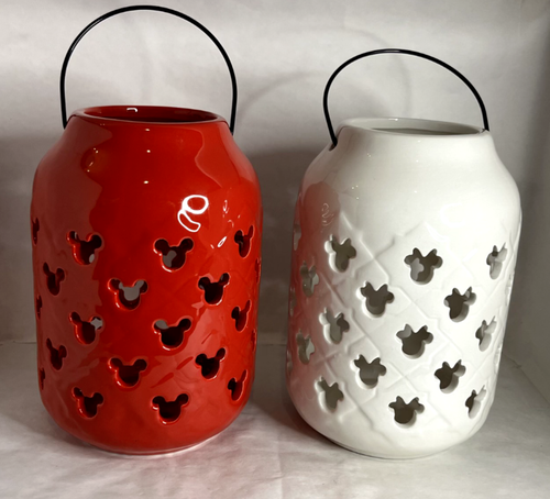 Disney Mickey Mouse Red & Minnie Mouse White Ceramic Garden Lanterns | eBay