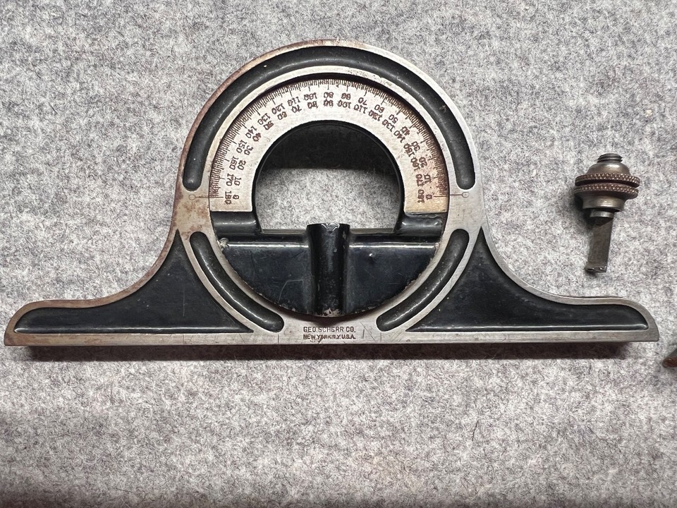 Vintage George Scherr Co. Machinist Protractor w/ Bubble & Center Head ...