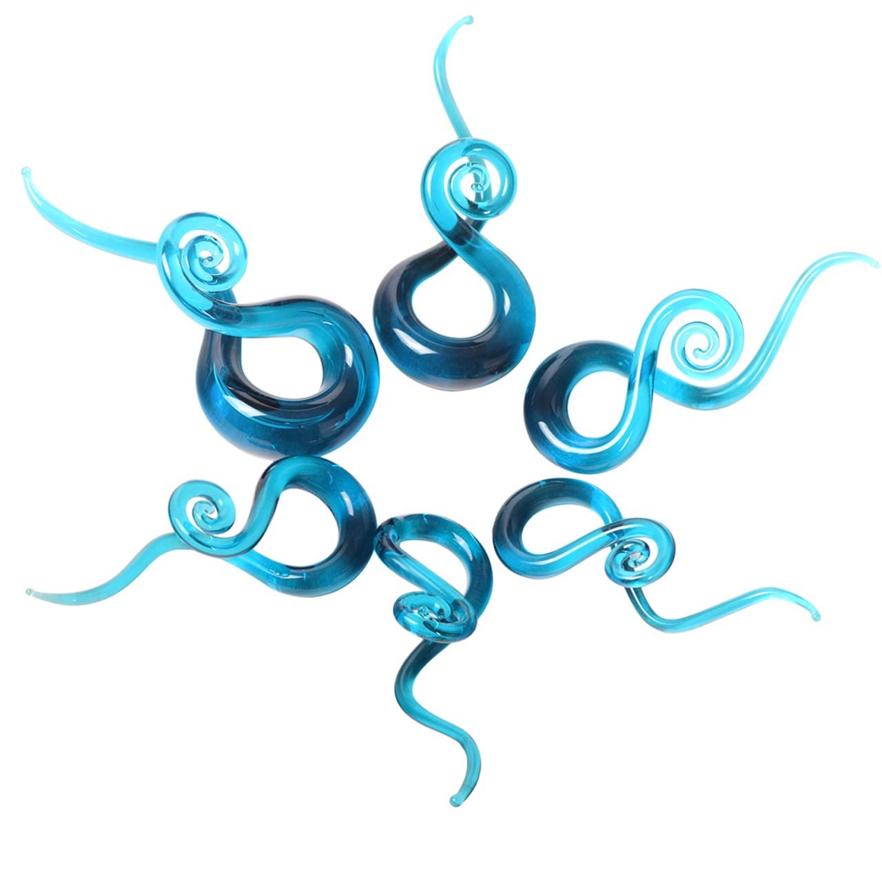 2pcs Pyrex Glass Hand Made Ear Plugs Tunnel Ear Spiral Taper Earring ...