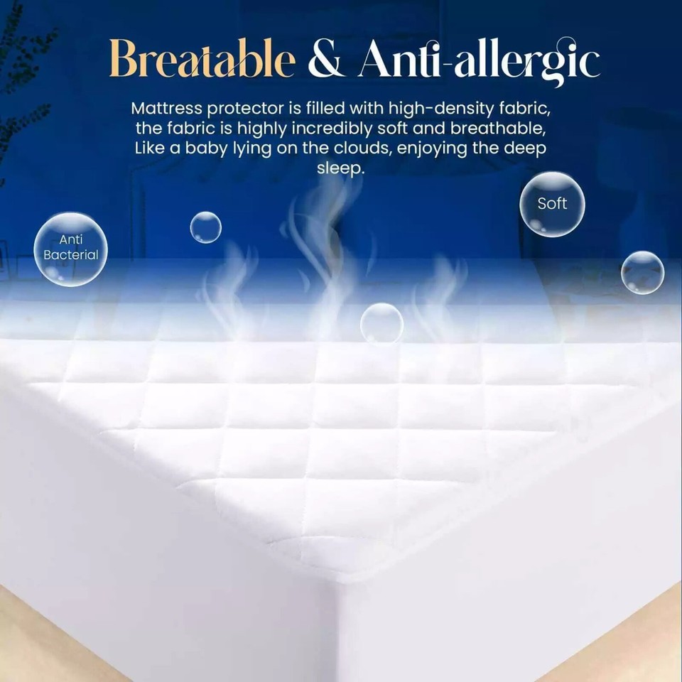 Extra Deep Waterproof Quilted Mattress Protector Fitted Cover Single ...