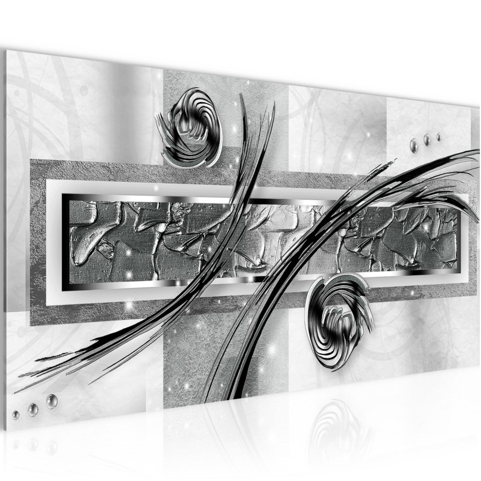Wandbild Abstrakt Bild XXL Bilder 100x40 cm grau türkis blau schwarz ...