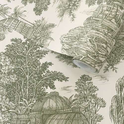 Papier Peint Toile Vert Botanique Arbres Vintage Osterley Gardens ...