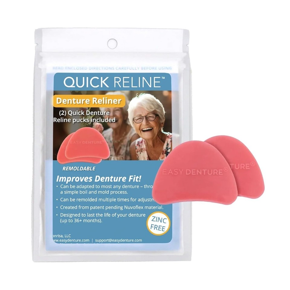 Denture Reline Kit for Comfortable Fit - Includes 2 Adaptable Zinc-Free ...