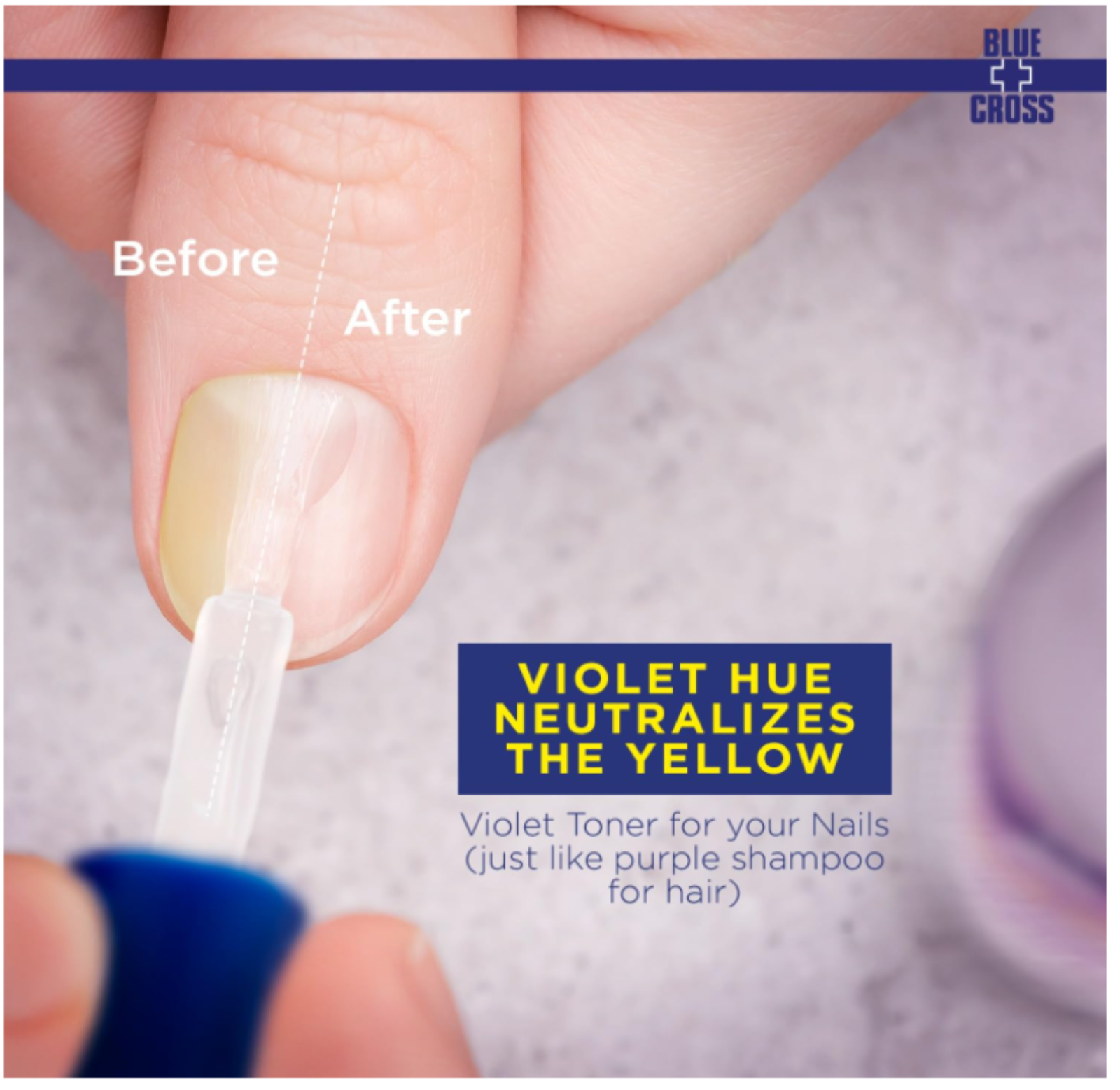 Blue Cross Yello Out Nail Care, Yellow-Neutralizing Basecoat, Purple ...