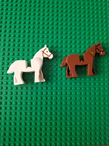 2 LEGO Knights Horses White Brown Classic Lego | eBay