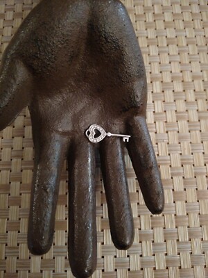 Vintage Sterling Silver Pendant Charm Rj Signed Key Clear Stones Estate ...