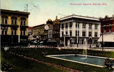 Postcard Monument Square Racine Wis 1913 | eBay